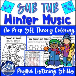 WINTER Music Sub Tub Plans Activities | Made By Teachers