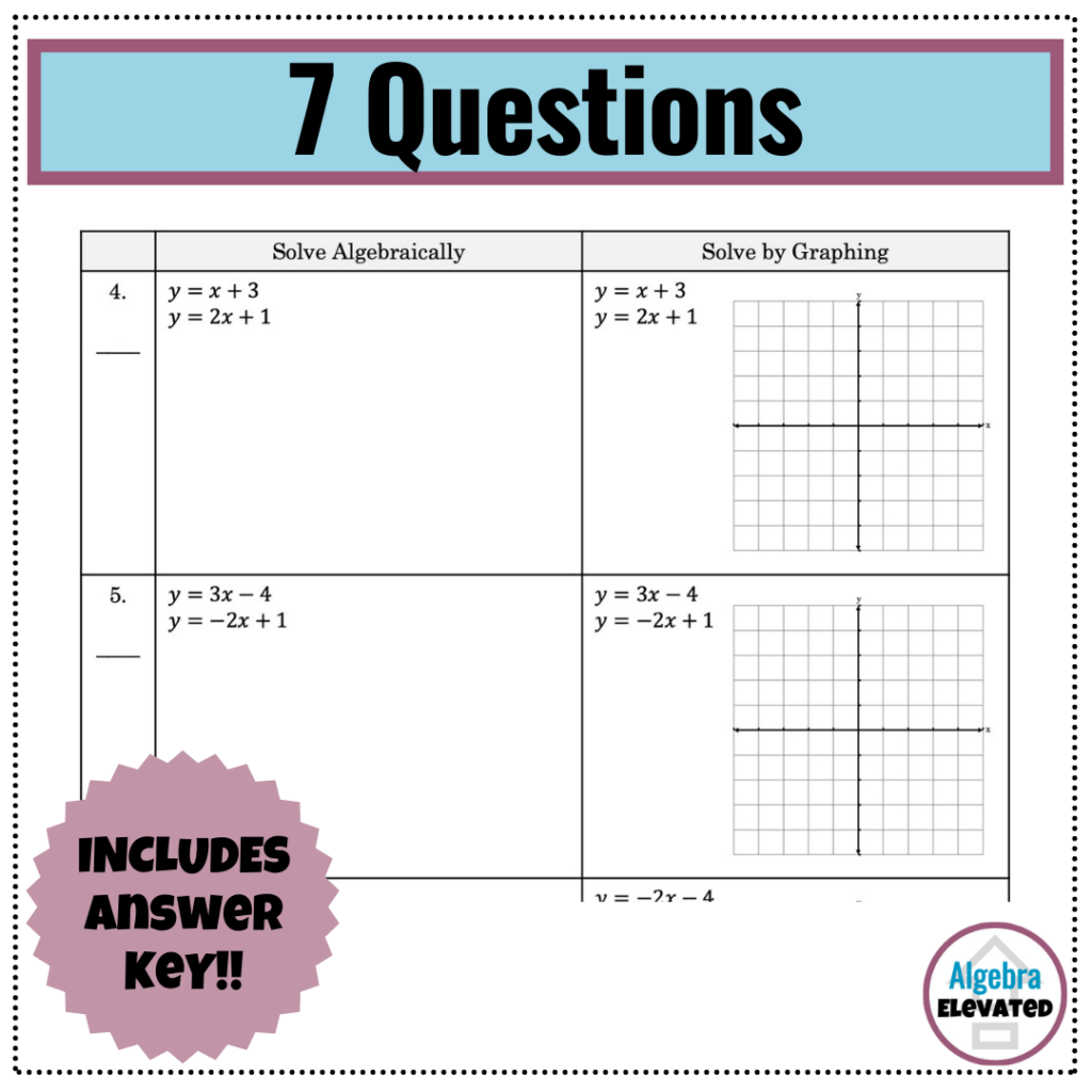 Solving Systems of Equations with Substitution and Graphically Level 1 ...