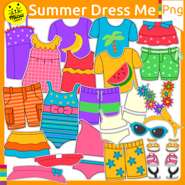 Dress Up Summer Clip Art | Dress Me | Paper Dolls | Made By Teachers