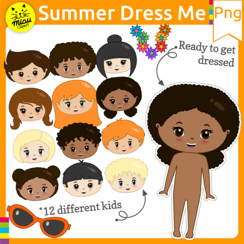 Dress Up Summer Clip Art | Dress Me | Paper Dolls | Made By Teachers