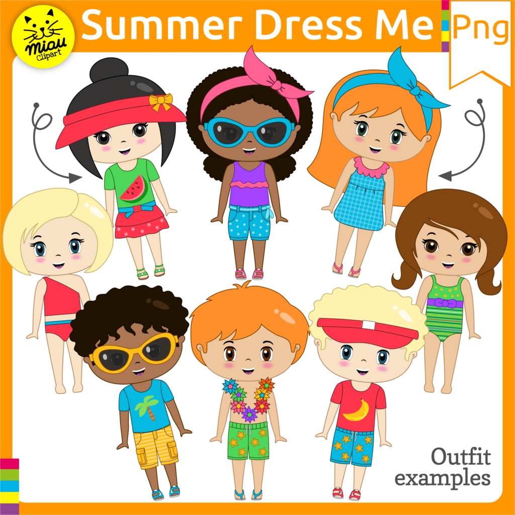 Dress Up Summer Clip Art | Dress Me | Paper Dolls | Made By Teachers