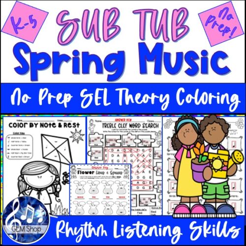 SPRING MUSIC Sub Tub Plans Activities | Made By Teachers