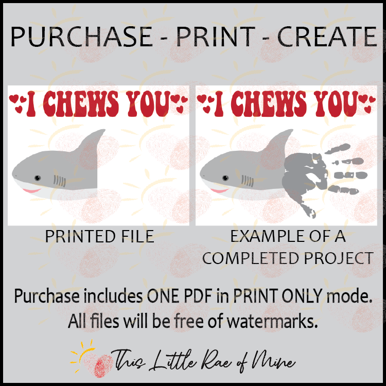 I Chews You - Shark - Valentine's Day - printable - Handprint art ...