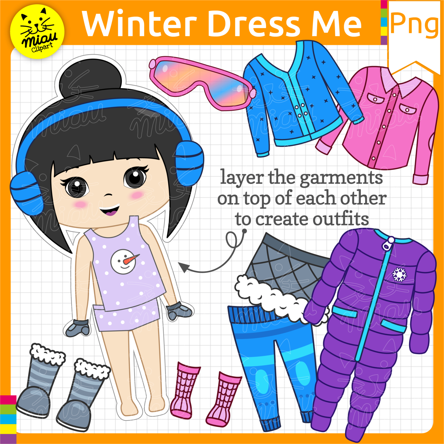 Winter Dress Me Clip Art | Dress Up | Vocabulary | Paper Dolls Graphics ...