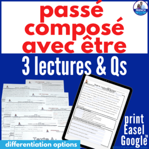 French passé composé être Reading Passages & Comprehension Questions ...