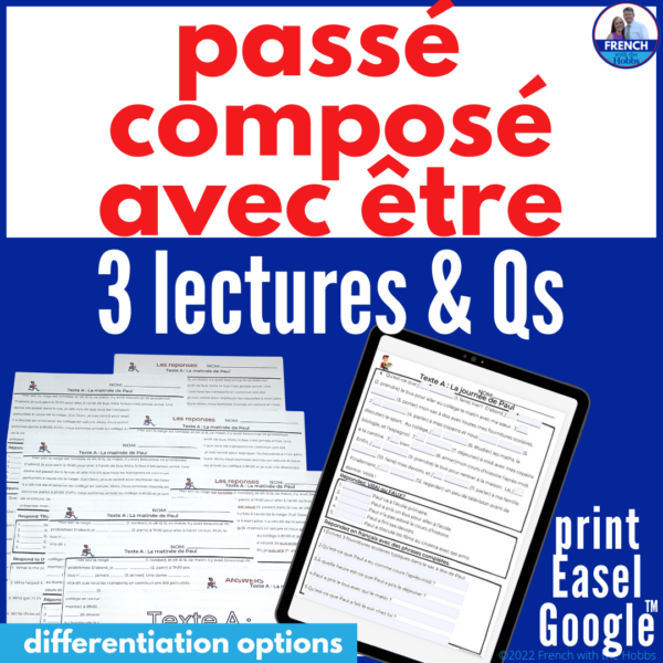 French passé composé être Reading Passages & Comprehension Questions ...