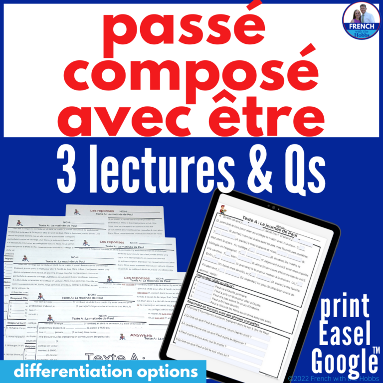 French passé composé être Reading Passages & Comprehension Questions ...