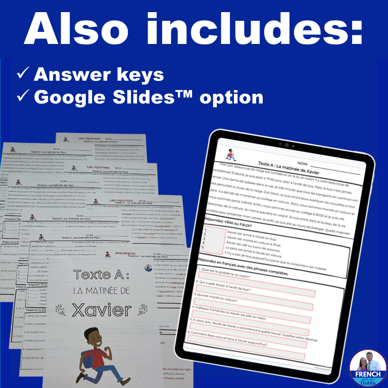 French passé composé être Reading Passages & Comprehension Questions ...