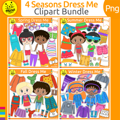 Seasons Dress Me Clipart | Dress Up | Clothes vocabulary | Paper Dolls ...
