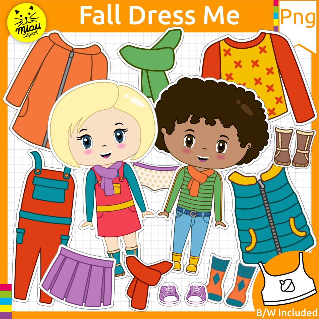 Seasons Dress Me Clipart | Dress Up | Clothes vocabulary | Paper Dolls ...
