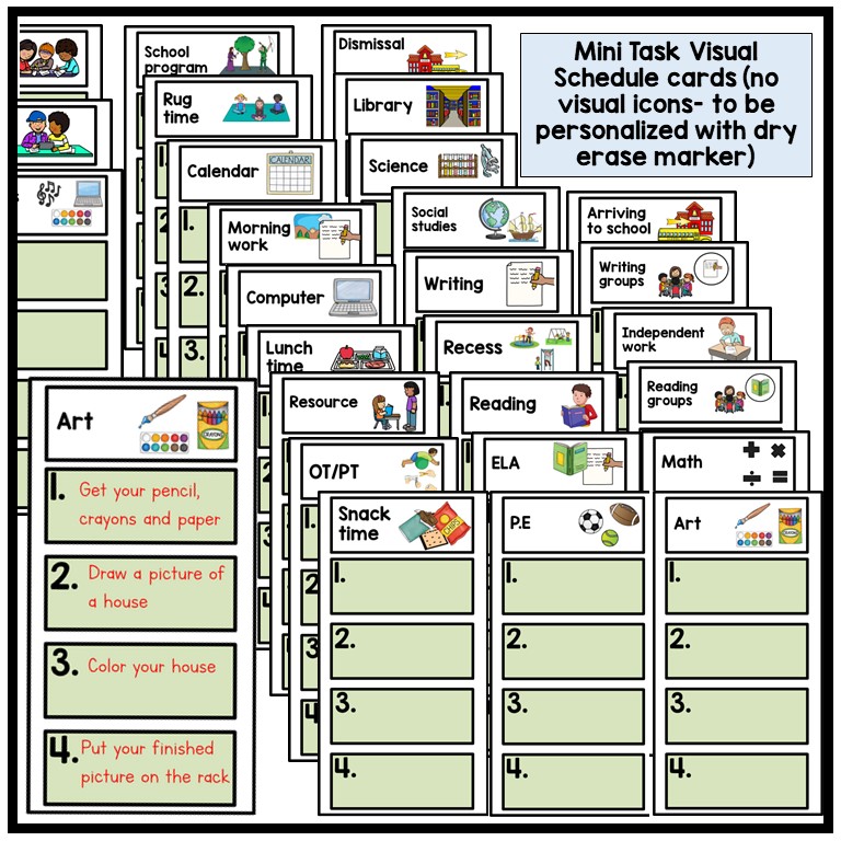 visual classroom task schedules and classroom work routine work picture icons | Made By Teachers