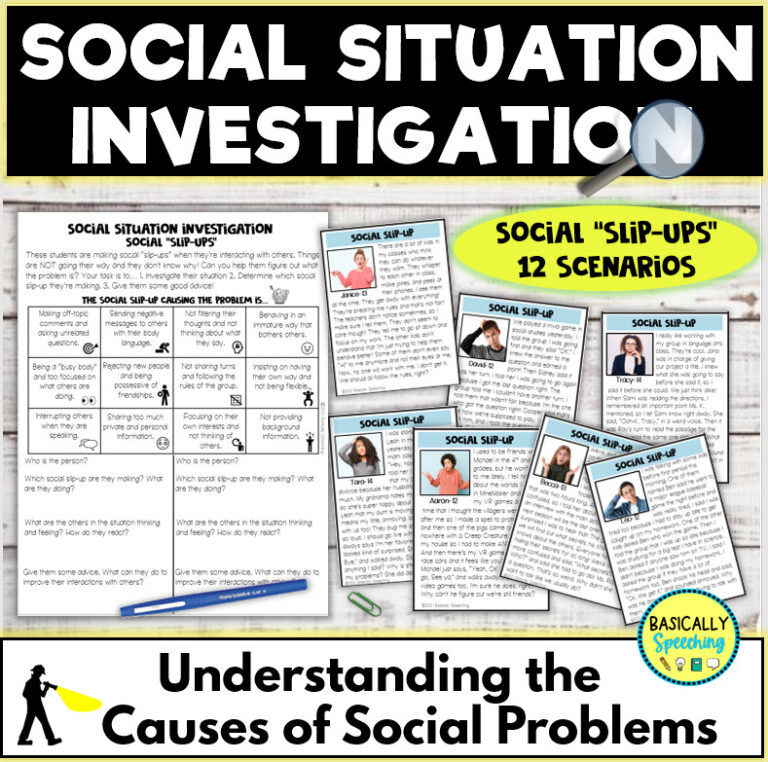 Social Skills Activity Understanding the Causes of Social Problems ...
