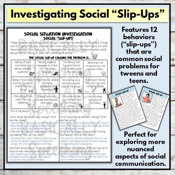 Social Skills Activity Understanding the Causes of Social Problems ...