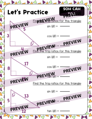 Right Triangle Trigonometry Guided Notes SOH CAH TOA High School Math ...