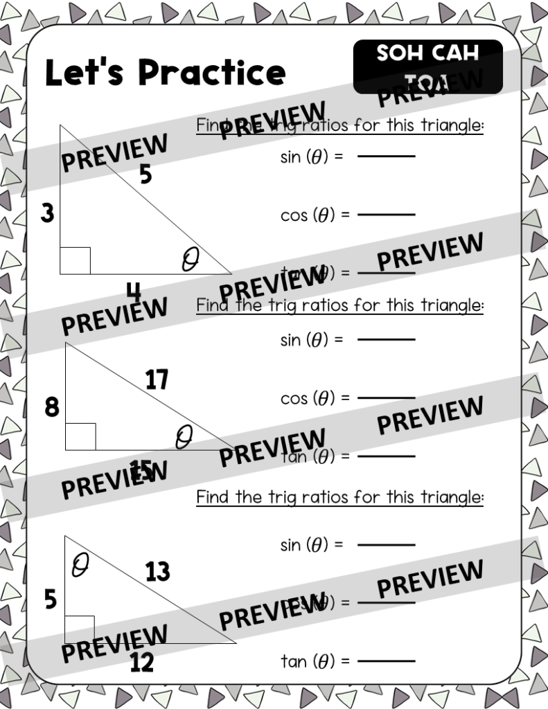 Right Triangle Trigonometry Guided Notes SOH CAH TOA High School Math ...
