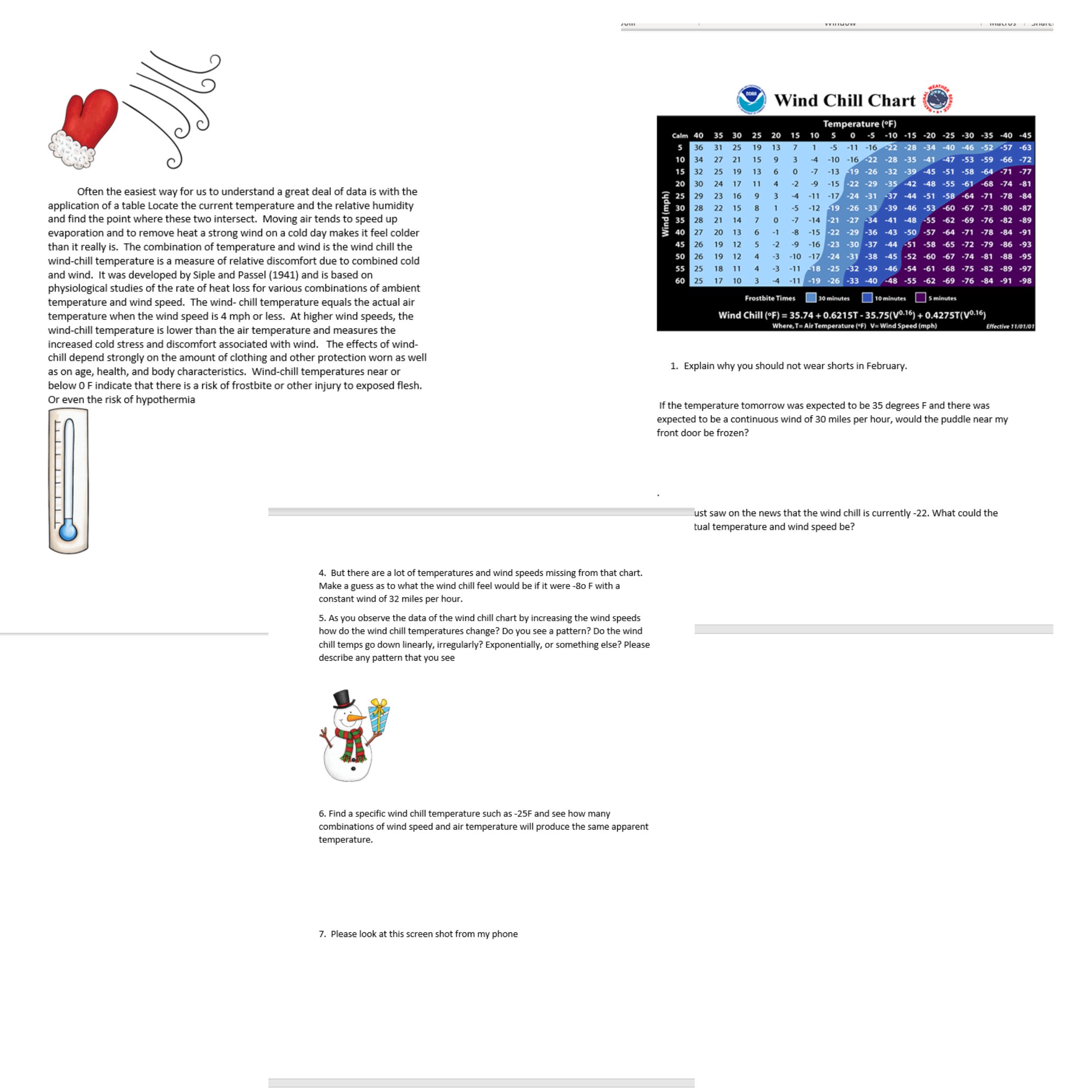 Weather Wind Chill How to Interpret a Weather Chart Middle School ...