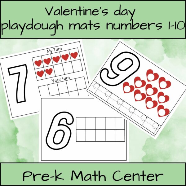 Valentine's Day Playdough Number mats 1-10| Math Centers| No prep ...
