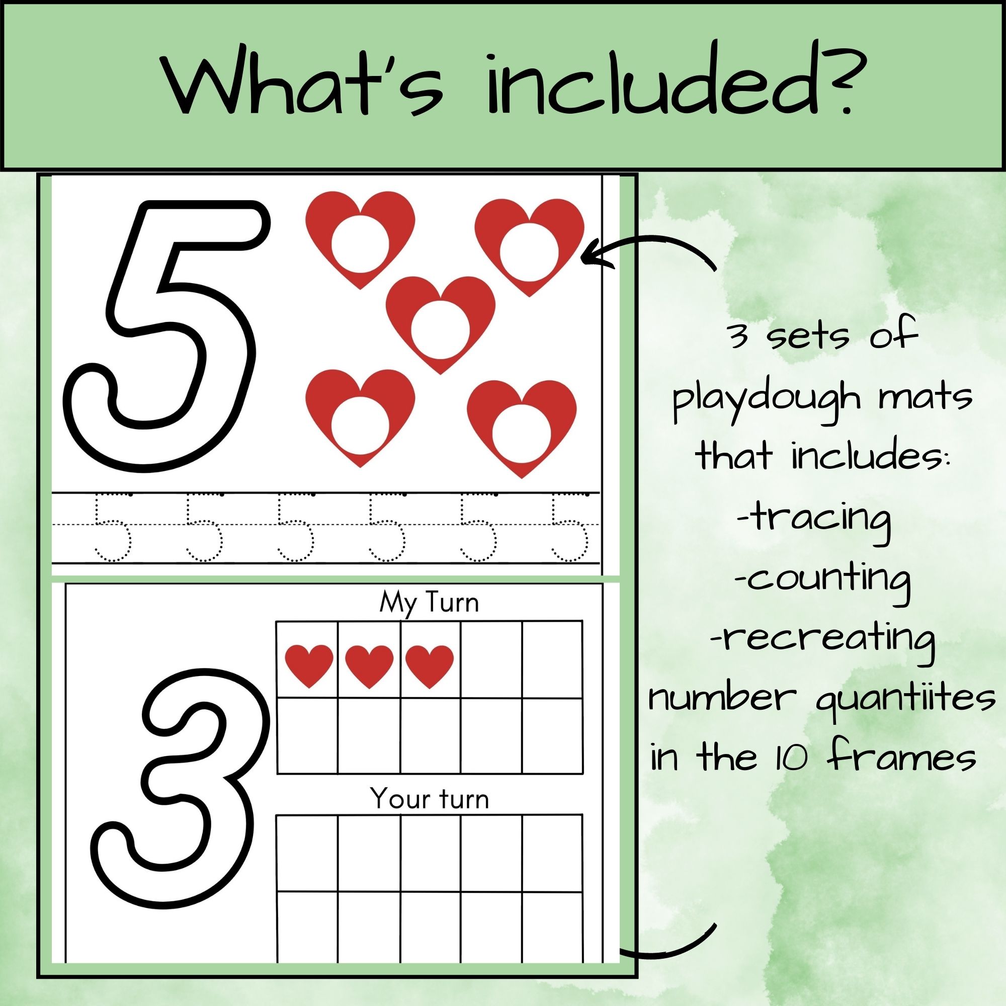 Valentine's Day Playdough Number mats 1-10| Math Centers| No prep ...