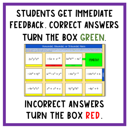 Polynomials Monomial Binomial Trinomial Activity Digital Maze | Made By ...