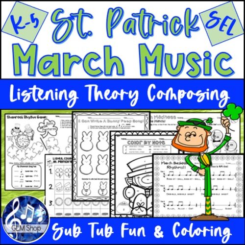 March MUSIC Activities St.Patrick Leprechaun Worksheets | Made By Teachers