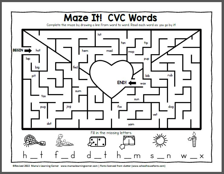 Valentine's Day Phonics Mazes | Made By Teachers
