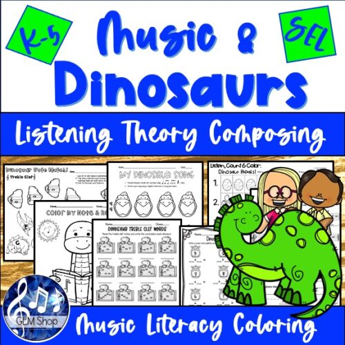 Dinosaur MUSIC Activities SUB Tub SEL Music Theory | Made By Teachers