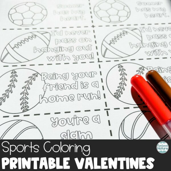 Sports Coloring Valentine’s Day Cards for Students | Made By Teachers