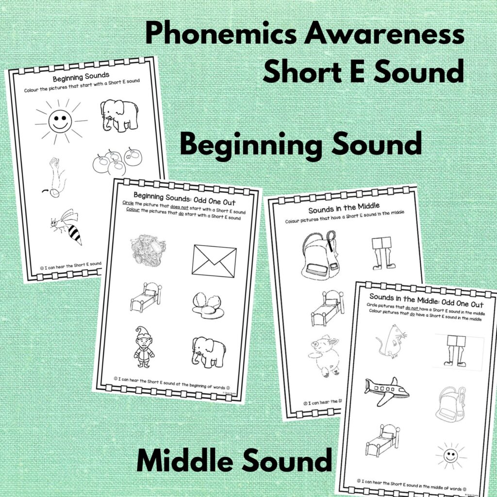 Activity Booklet - Short E Vowel Sound CVC Words - Phonemic Awareness ...