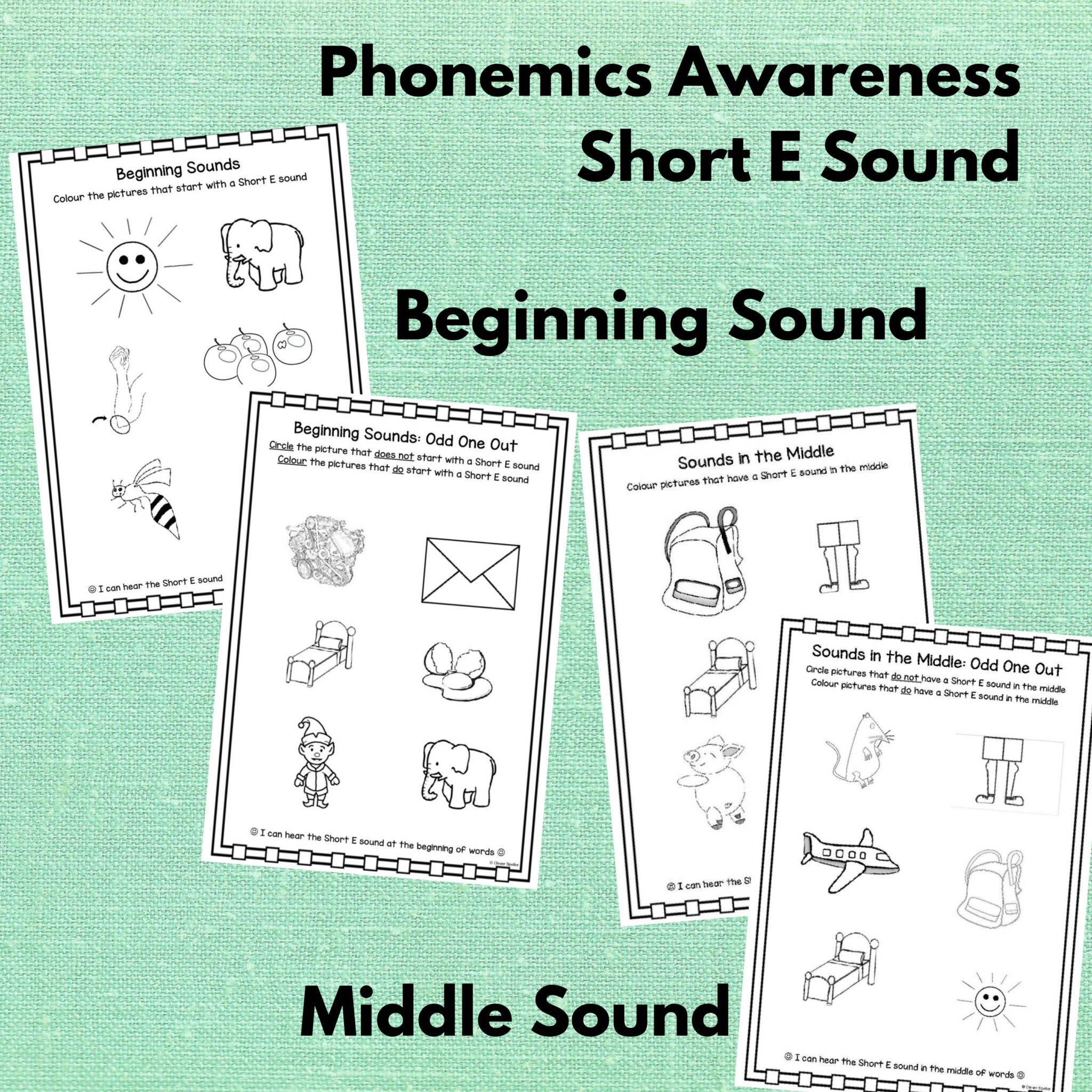 Activity Booklet - Short E Vowel Sound CVC Words - Phonemic Awareness ...