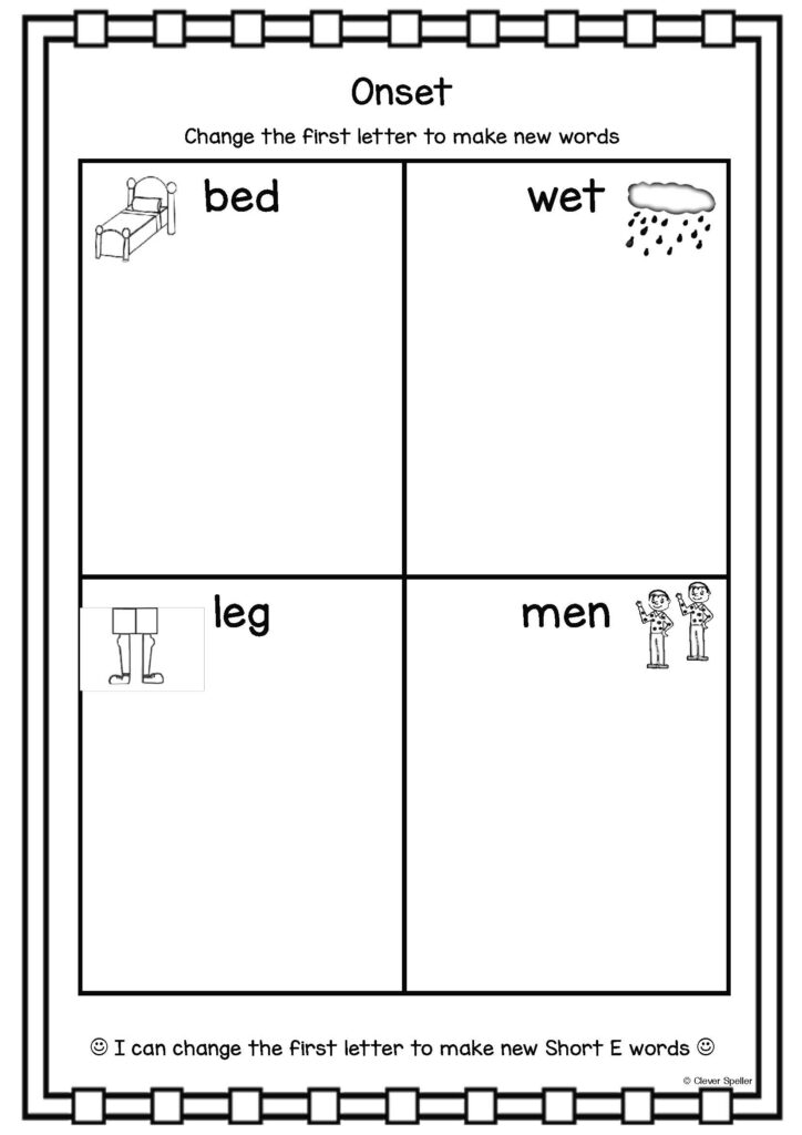 Activity Booklet - Short E Vowel Sound CVC Words - Phonemic Awareness ...