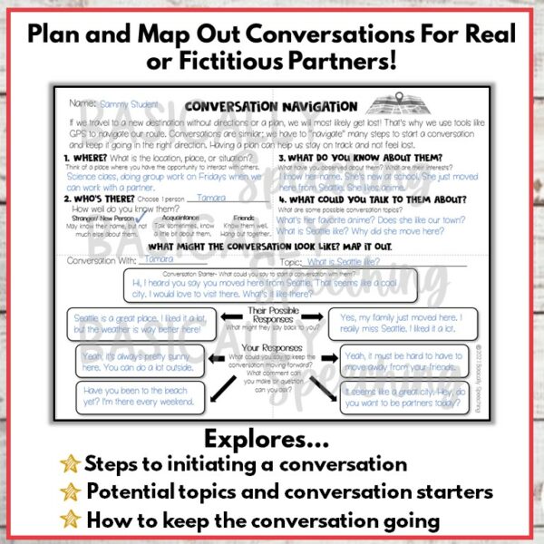 Conversation Skills Activity Planning Initiating and Maintaining a ...