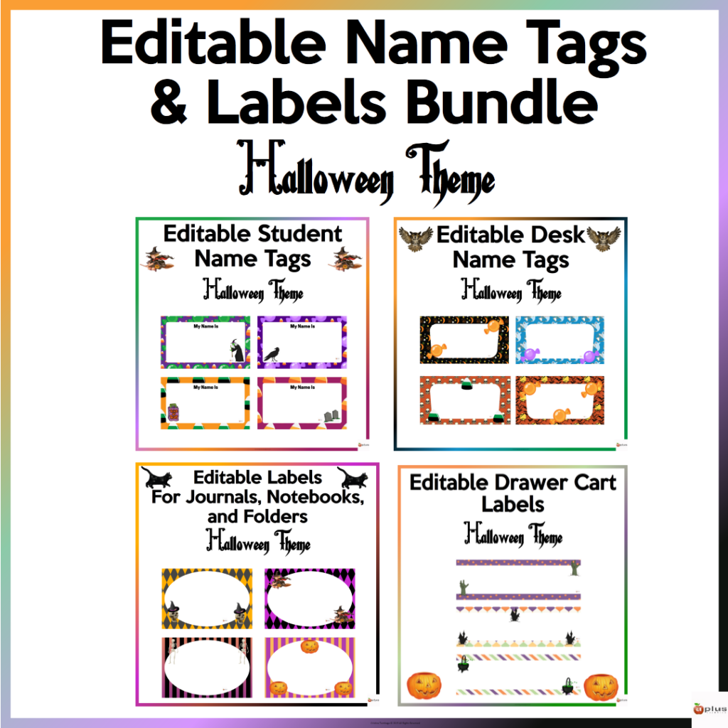 Editable Name Tags and Labels Halloween Theme Bundle | Made By Teachers