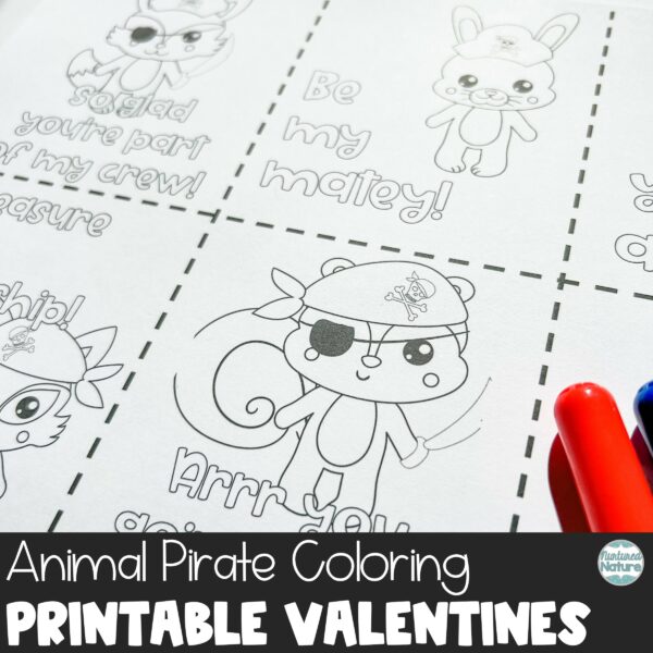 Animal Pirates Coloring Valentine’s Day Cards for Students | Made By ...