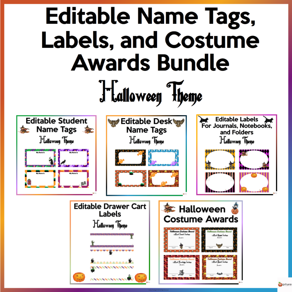 Editable Name Tags, Labels, and Costume Awards Halloween Theme | Made ...