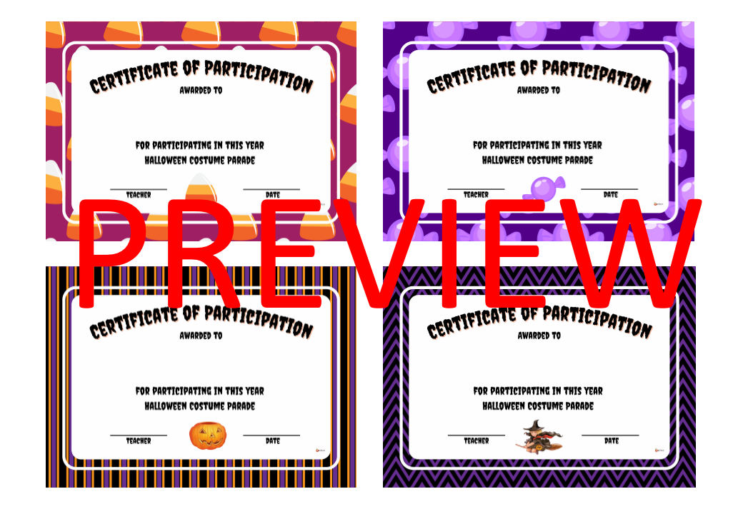 Halloween Certificate of Participation | Made By Teachers