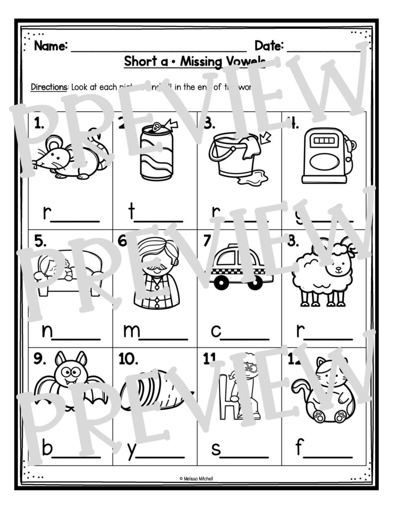 Short a CVC Words Worksheets | Made By Teachers