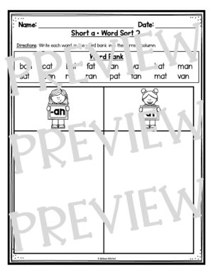 Short a CVC Words Worksheets | Made By Teachers