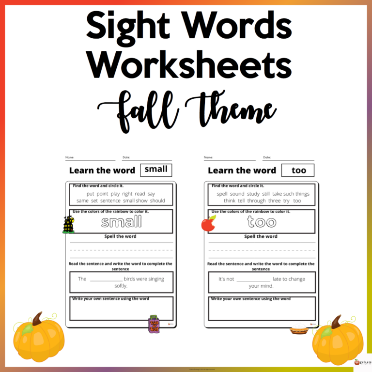Sight Words Worksheets Fall Theme | Made By Teachers