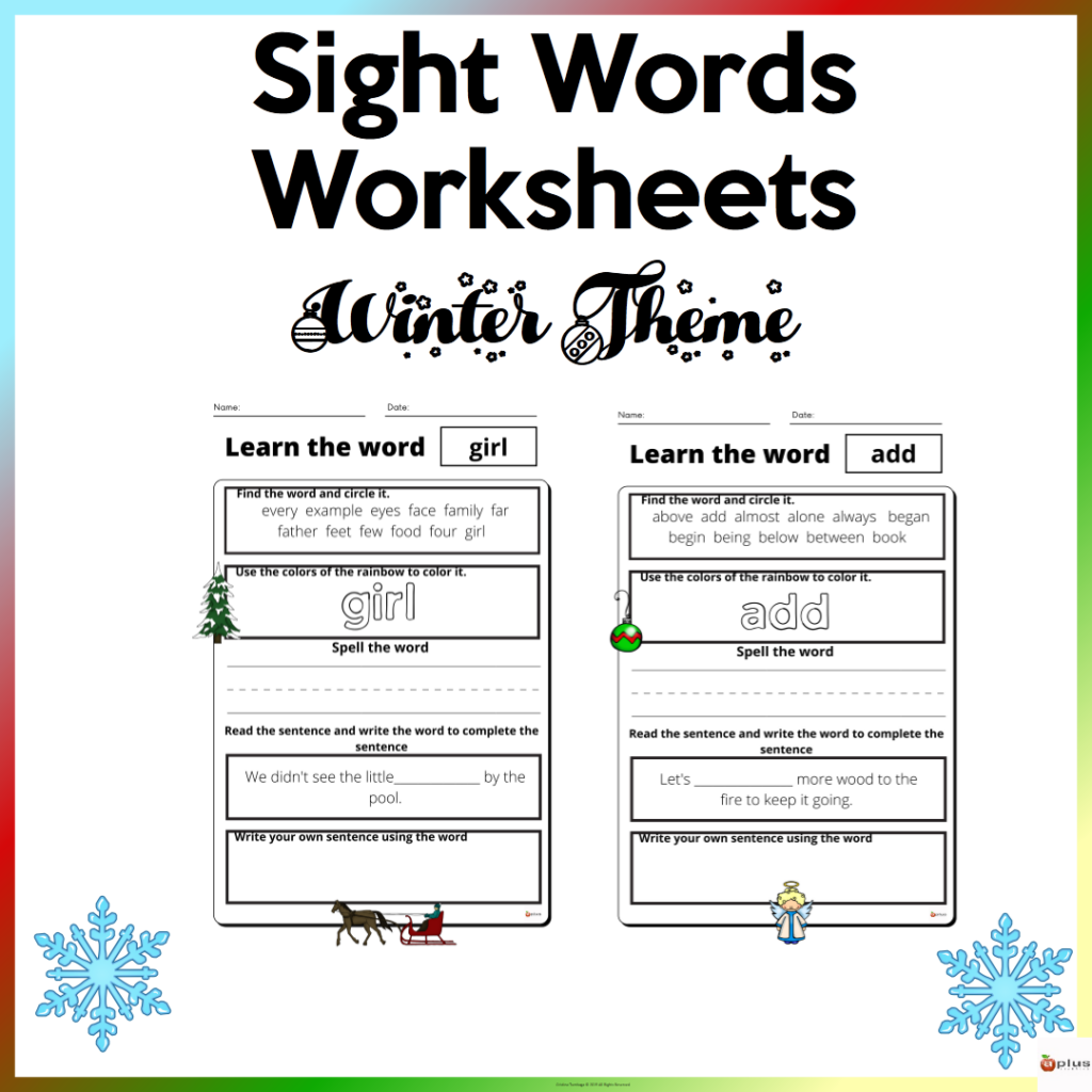 Sight Words Worksheets Winter Theme | Made By Teachers