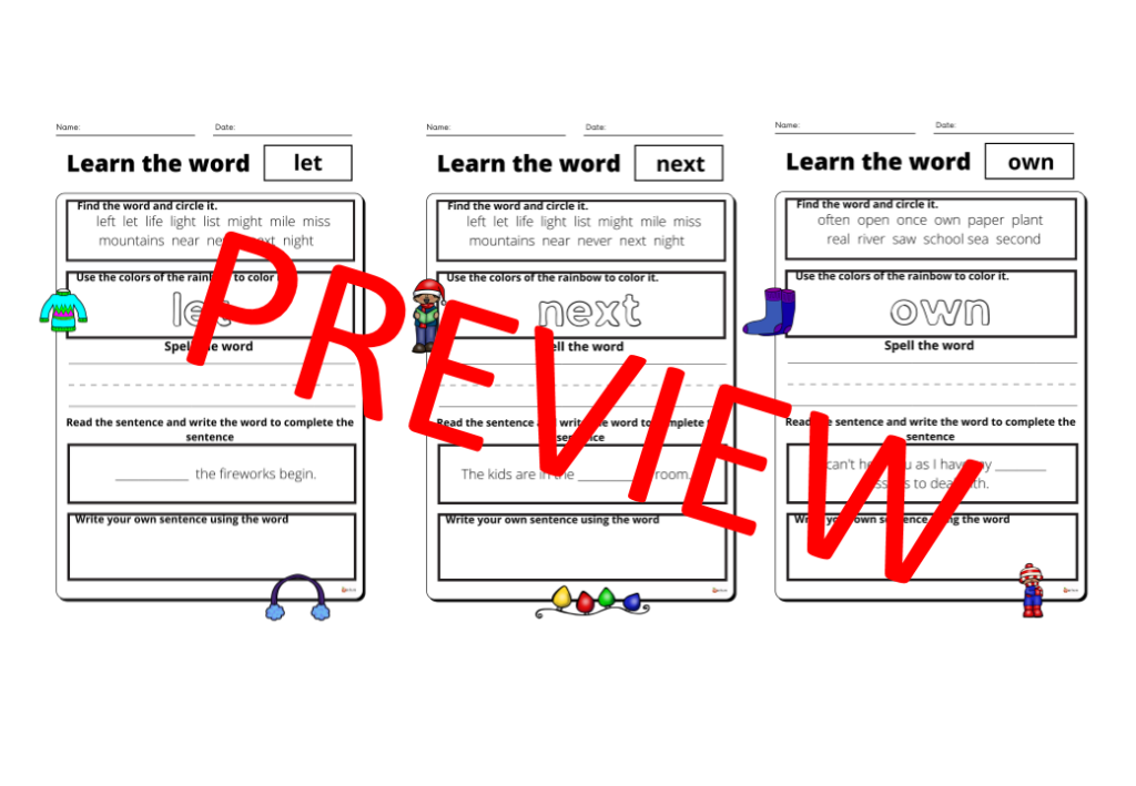 Sight Words Worksheets Winter Theme | Made By Teachers