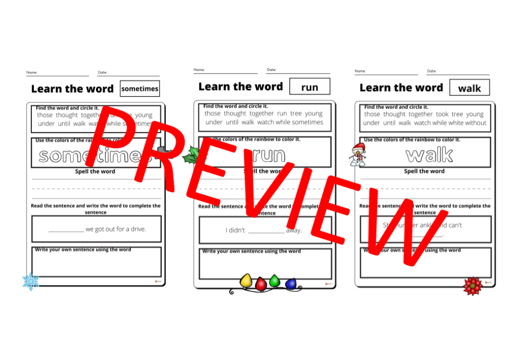 Sight Words Worksheets Winter Theme | Made By Teachers