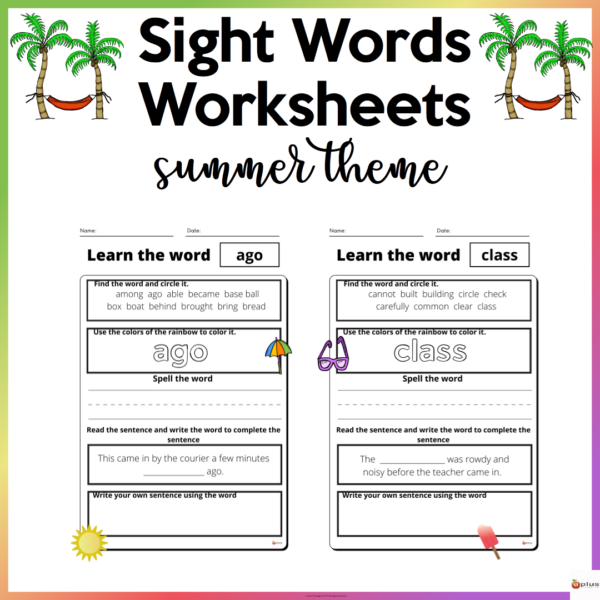 Sight Words Worksheets Summer Theme | Made By Teachers