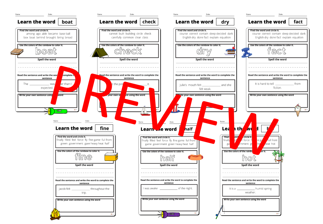 Sight Words Worksheets Summer Theme | Made By Teachers