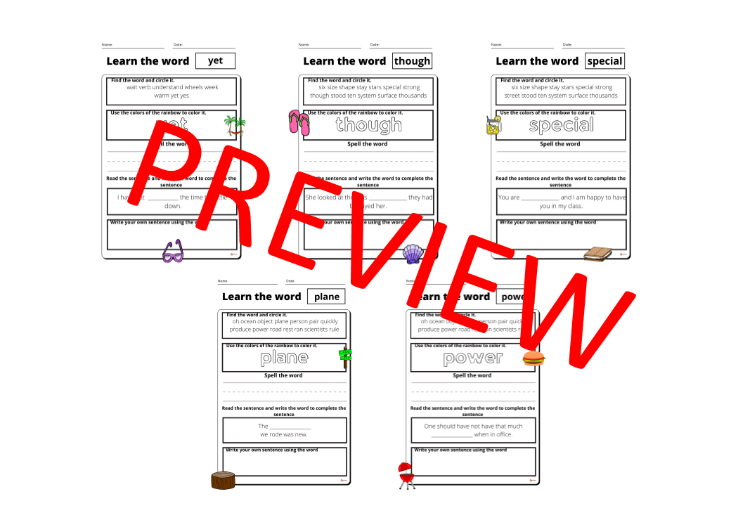 Sight Words Worksheets Summer Theme | Made By Teachers