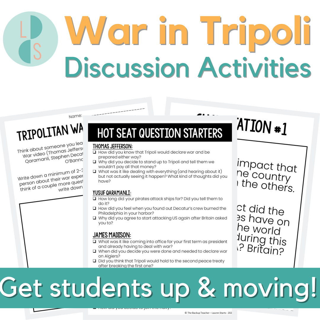 War in Tripoli Discussion Activities - 8th Grade US History Lesson ...