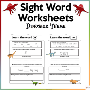 Sight Words Activity Worksheets Dinosaur Theme | Made By Teachers
