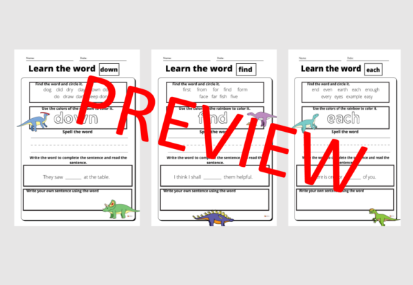 Sight Words Activity Worksheets Dinosaur Theme | Made By Teachers
