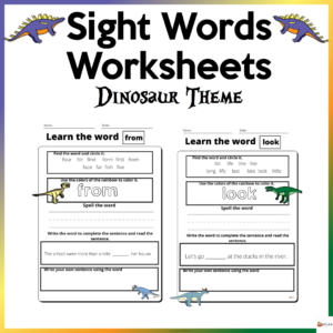 Sight Words Activity Worksheets Dinosaur Theme | Made By Teachers
