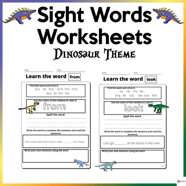 Sight Words Activity Worksheets Dinosaur Theme | Made By Teachers