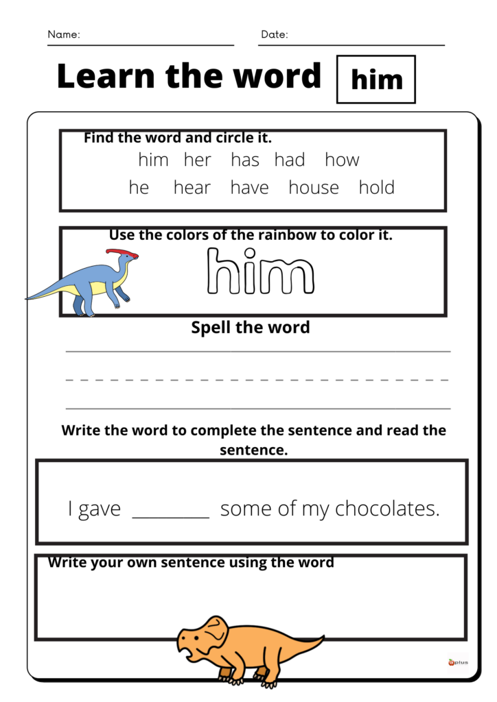 Sight Words Activity Worksheets Dinosaur Theme | Made By Teachers